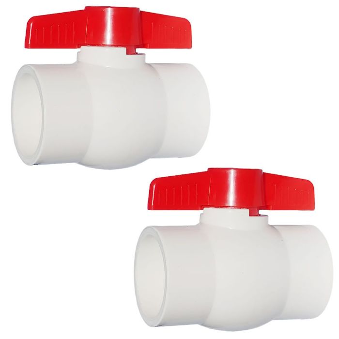 2-Pack 2" PVC Compact Ball Valve - SCH-40, Slip/Socket, ANSI/ASTM ...