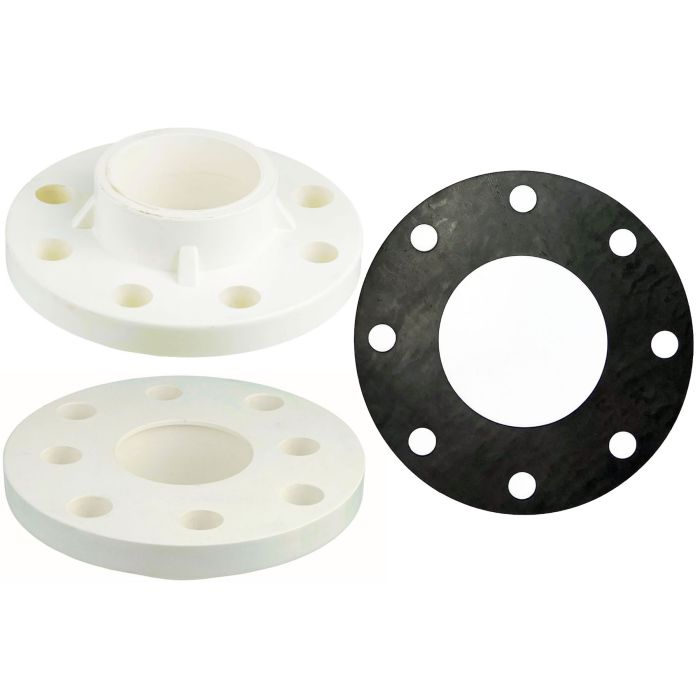 4 in. SCH-40/80 PVC TS Flange Set (2PC) + EPDM Gasket (1PC) Combo ASTM ...