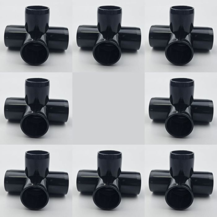 8-Pk 1/2 in. 4-Way Black PVC Elbow Construction Fittings ASTM SCH-40 ...