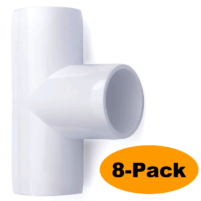 8-Pack 3/4" PVC Tee Fittings - ASTM SCH40 Furniture Grade - Free ...