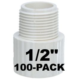 100-Pack 1/2 in. Schedule 40 PVC Male Adapter NSF Pipe Fitting SCH40 ...