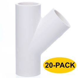20-Pack 1/2 in. Schedule 40 PVC Skew Tee Y-Fittings 3-Way 45-Degree ...