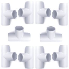 10-Pack 1/2" PVC Tee Fittings | Furniture-Grade | ASTM SCH40 | Free USA ...