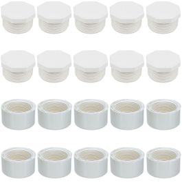 10-PK 1.5 in. SCH-40 PVC Female-Threaded NPT End Cap + 10-PK 1.5 in ...