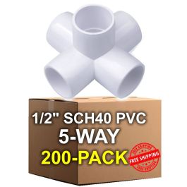 200-Pack 1/2 in. PVC 5-Way Elbow Fittings ASTM SCH40 D2466 Plumbing ...