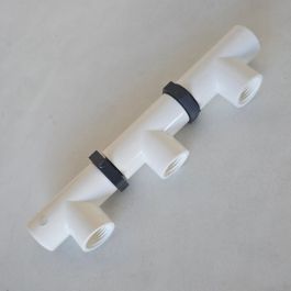 3-Port Open PVC SCH-40 Manifold w/ 3/4" FNPT Inlet & Outlet ASTM D2466 ...