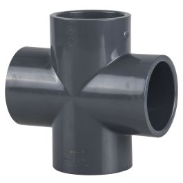 6 in. SCH-80 PVC Cross Fitting 4-Way Molded Slip Socket NSF ASTM D2467 ...