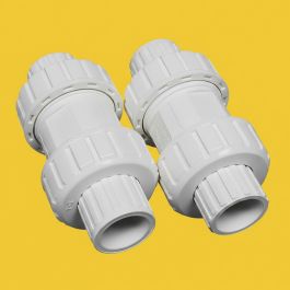 2-Pk 1 in. SCH-40 PVC True Union Ball Check Valves Socket-Type ASTM ...