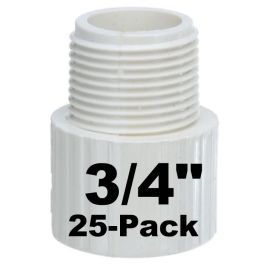 25-Pack 3/4" SCH-40 PVC Male Adapters Pipe Fittings, Plumbing Grade NSF ...
