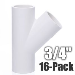 16-Pack 3/4 in. SCH-40 PVC Skew Tees Y-Fittings 3-Way 45-Degree Lateral ...