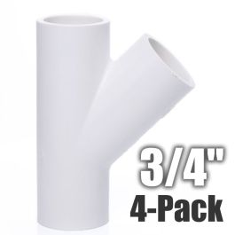 4-Pack 3/4 in. SCH-40 PVC Skew Tees Y-Fittings 3-Way 45-Degree Lateral ...