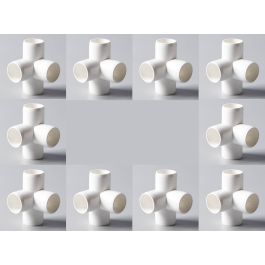10-Pk 1/2 in. 4-Way SCH-40 PVC Fittings ASTM D2466 Plumbing-Grade ...