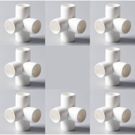 8-Pk 1 in. 4-Way SCH-40 PVC Fittings ASTM D2466 Plumbing-Grade Pipe ...