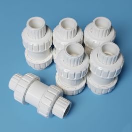 6-Pk 3/4 in. SCH-40 PVC True Union Ball Check Valves Socket-Type ASTM ...
