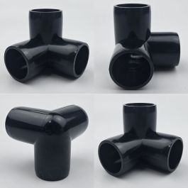4-Pack 1/2 in. 3-Way Black PVC Elbow Fittings ASTM SCH40 Furniture ...