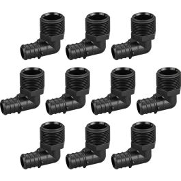 10-Pack 3/4" PEX x MPT Elbow, ASTM F2159 Crimp Fitting NSF