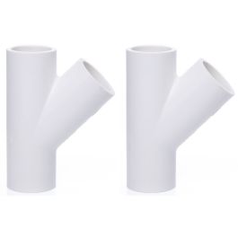 2-Pack 1/2 in. Schedule 40 PVC Skew Tee Y-Fittings 3-Way 45-Degree ...